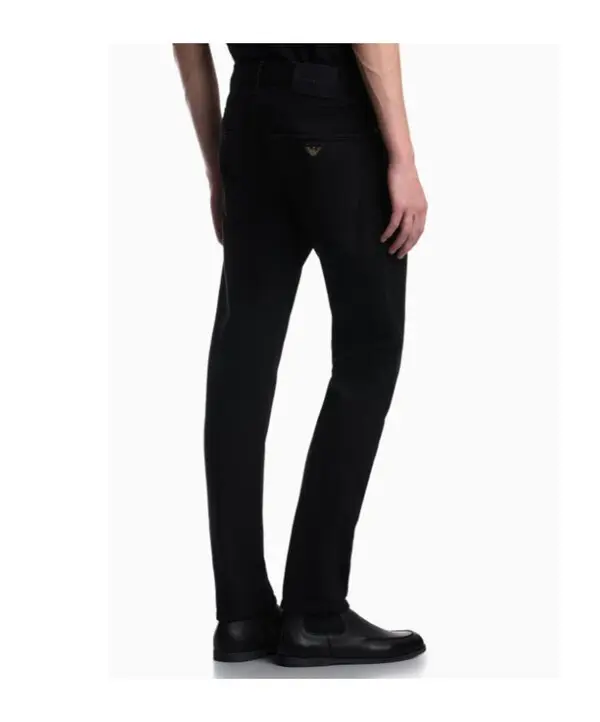 Emporio Armani Button Detailed Straight Leg Jeans - Black