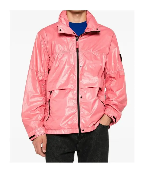 Stone Island Logo-patch Metallic Finish Jacket - Geranium