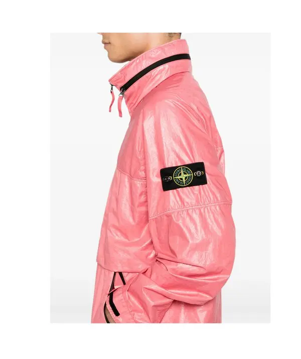 Stone Island Logo-patch Metallic Finish Jacket - Geranium