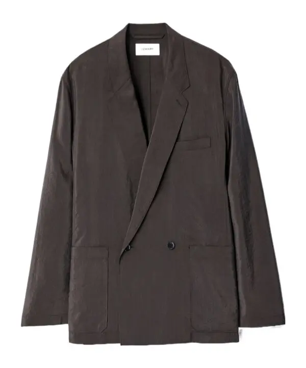LEMAIRE Light Double-breasted Jacket In Dry Silk - Licorice