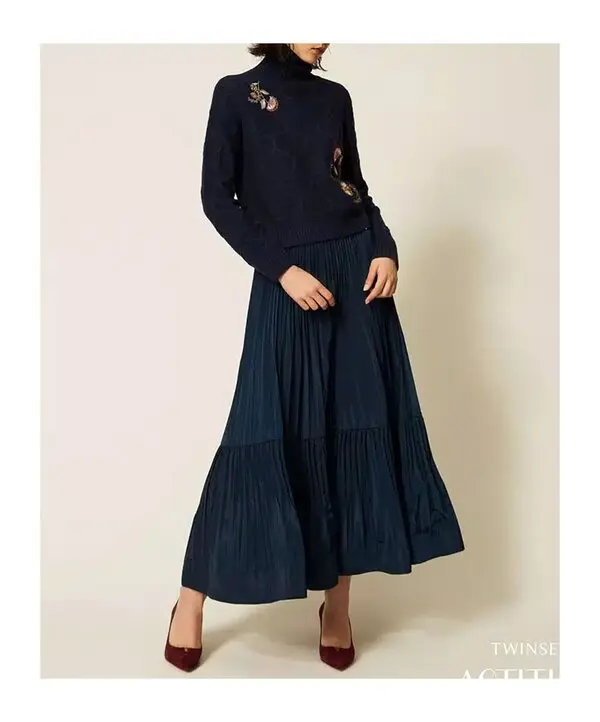 TWINSET Pleated Ruffle Hem Skirt