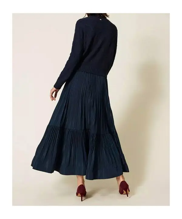 TWINSET Pleated Ruffle Hem Skirt