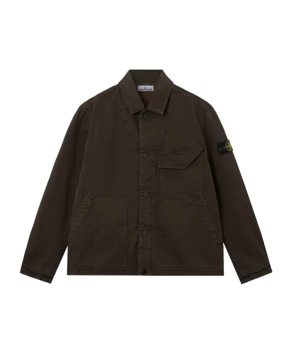 Stone Island Casual Shirt Jacket With Lapel Collar And Button Closure