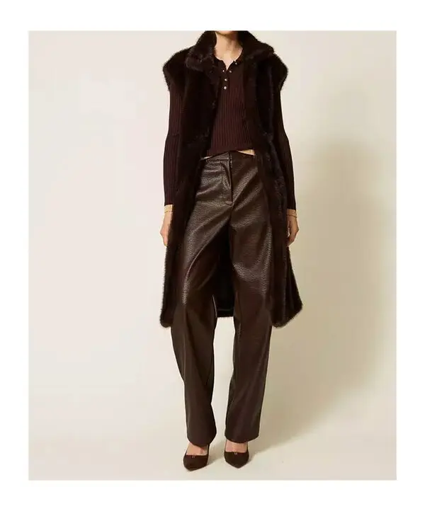 TWINSET Long Faux Fur Vest