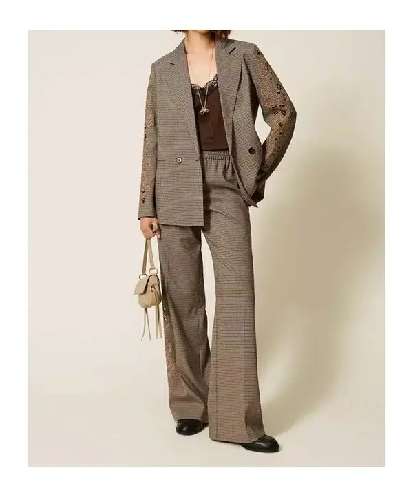 TWINSET Houndstooth Casual Trousers