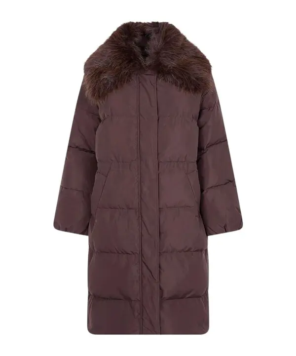 TWINSET Quilted Down Jacket With Faux Fur Collar