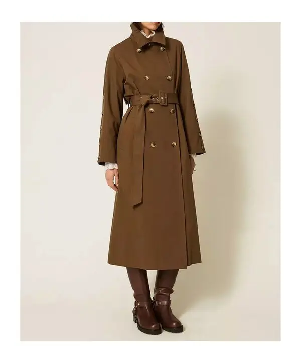 TWINSET Long-sleeved Belted Trench Coat