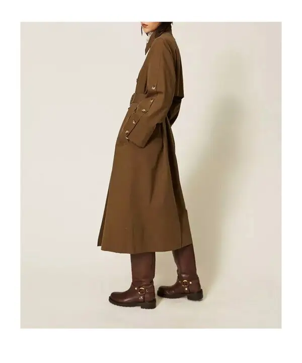 TWINSET Long-sleeved Belted Trench Coat