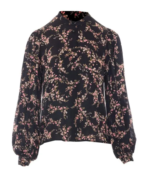 TWINSET Floral Button-front Long Sleeve Blouse