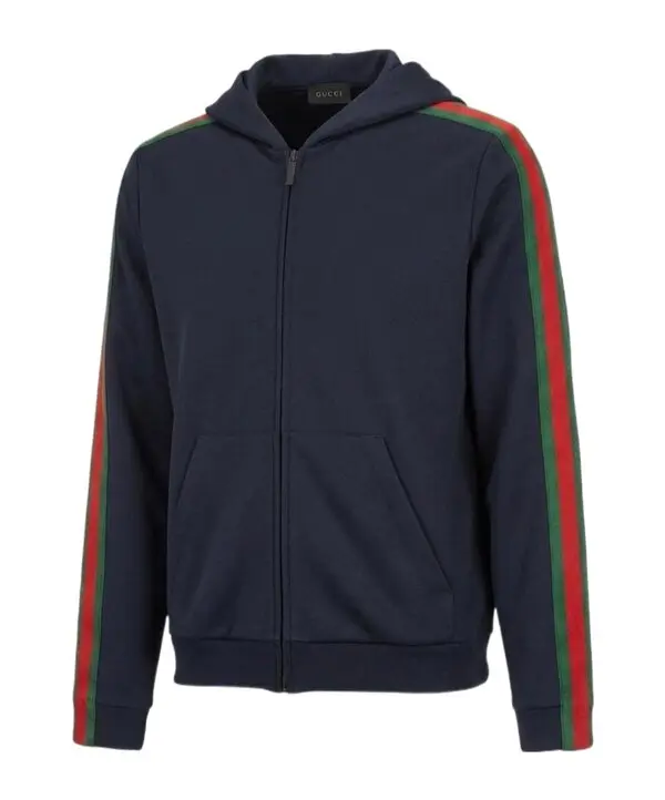 Gucci Silk Cotton Jersey Zip Jacket With Web Detail