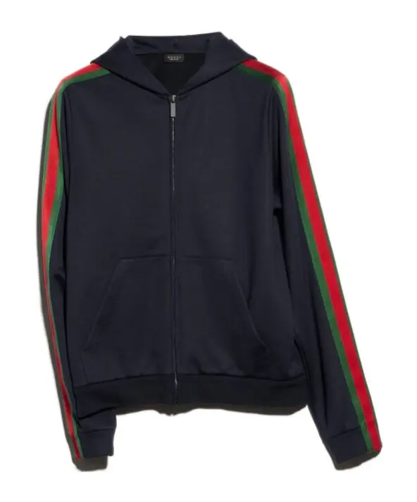 Gucci Web Stripe Jersey Zip Jacket - Dark Blue