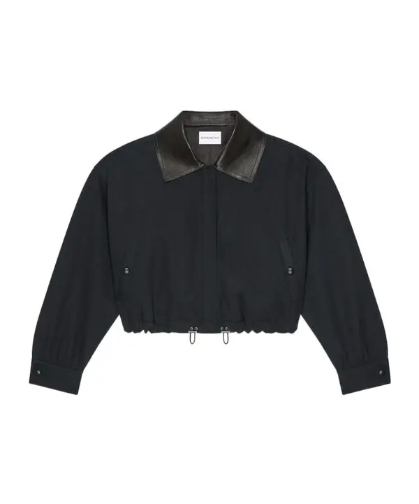 Givenchy Jacket In Cotton And Wool With Leather Collar