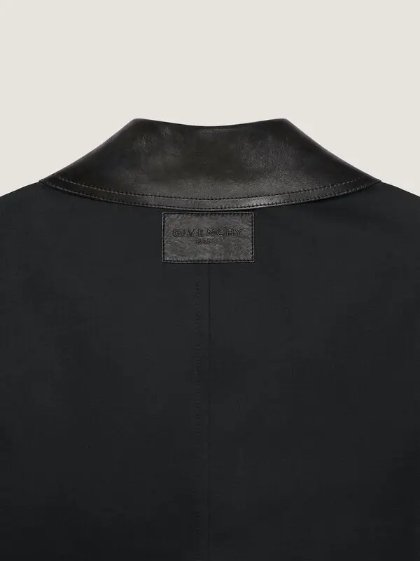 Givenchy Jacket In Cotton And Wool With Leather Collar