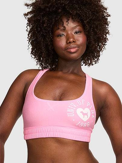 Pink Cotton Unlined Racerback Bralette - Pink