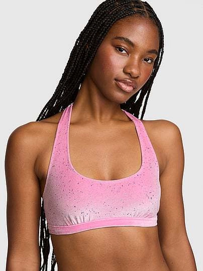 Pink Cotton Unlined Racerback Bralette - Pink