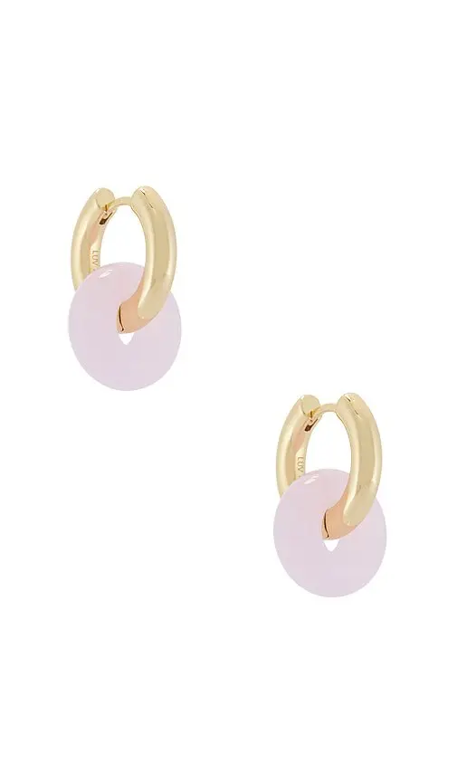 LUV AJ The Rio Washer Hoops In Pink - Gold