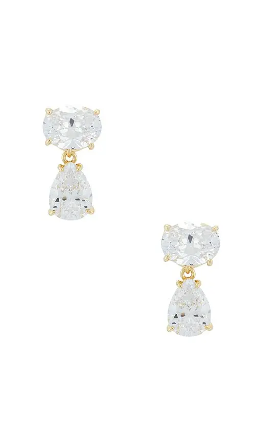 Shashi Oval Pear Drop Earring In Metallic