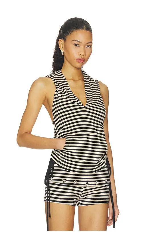 ZEMETA Midway Canopy Halter Hood Top In Ivory