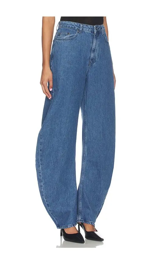 ROTATE BY BIRGER CHRISTENSEN Draped Barrel Leg Jeans In Blue
