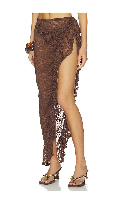 RUNAWAY THE LABEL Briana Wrap Wavy Hem Maxi Skirt