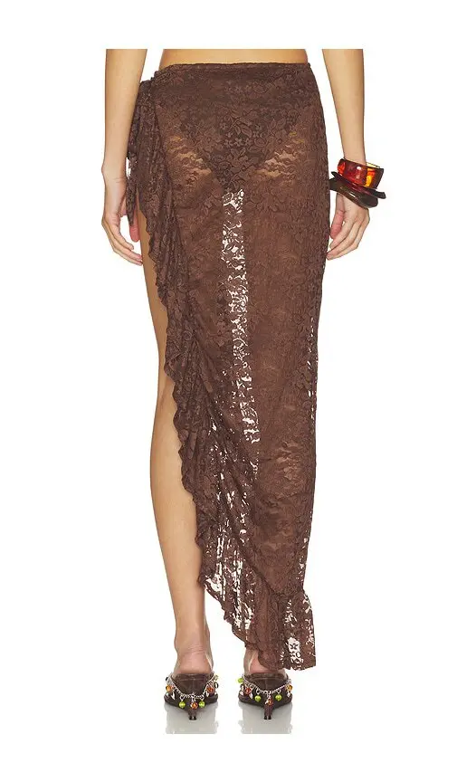 RUNAWAY THE LABEL Briana Wrap Wavy Hem Maxi Skirt