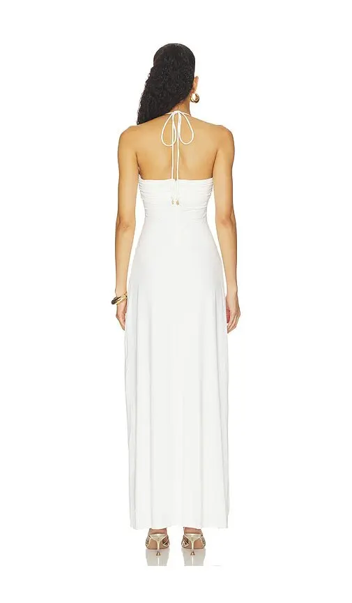 RUNAWAY THE LABEL Nina Ruched Halter Maxi Dress