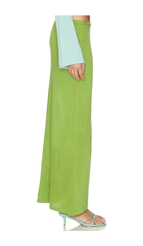 RUNAWAY THE LABEL Kiva High Side Slit Maxi Skirt In Green