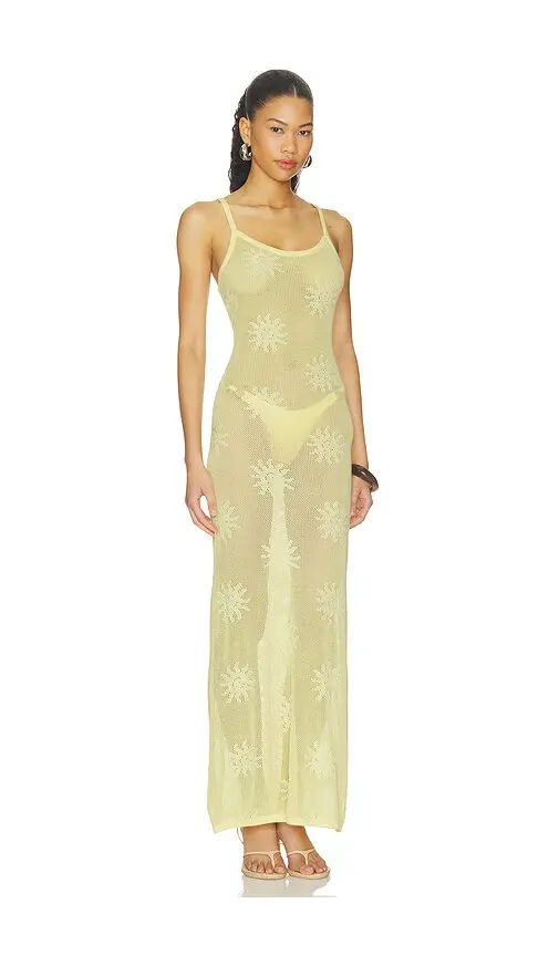 RUNAWAY THE LABEL Lene Scoop Neck Knit Maxi Dress In Yellow