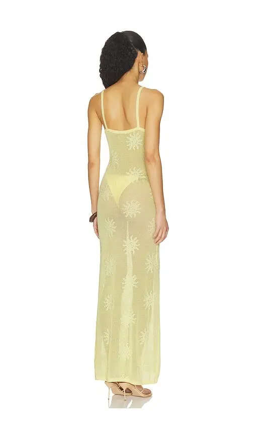 RUNAWAY THE LABEL Lene Scoop Neck Knit Maxi Dress In Yellow
