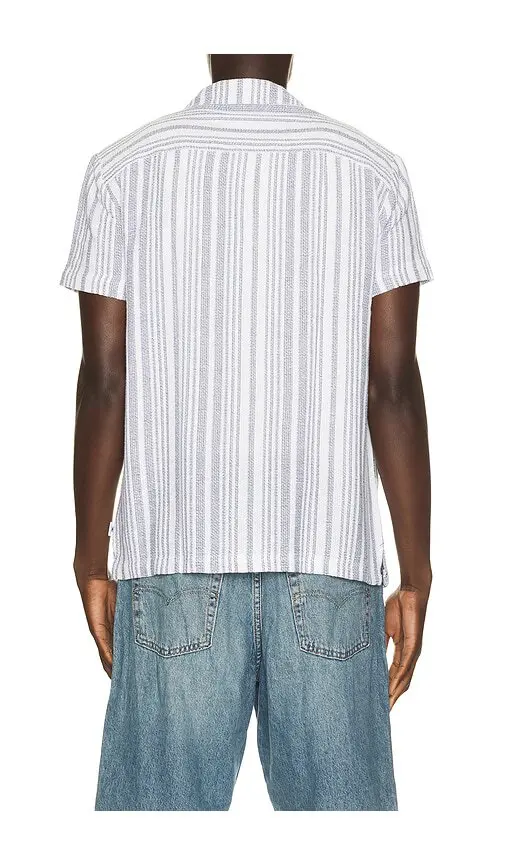 VINTAGE SUMMER Basket Weave Camp Shirt - Navy