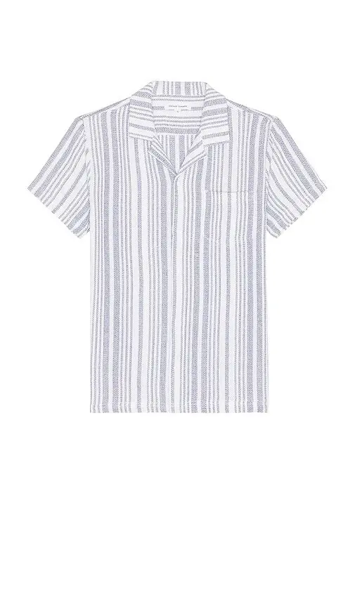 VINTAGE SUMMER Basket Weave Camp Shirt - Navy