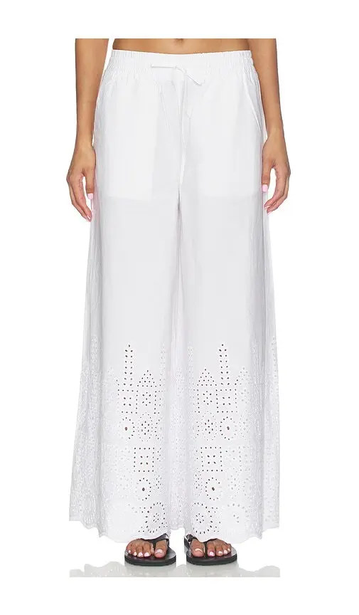 Susana Monaco Embroidered Wide Leg Pant In White - Sugar