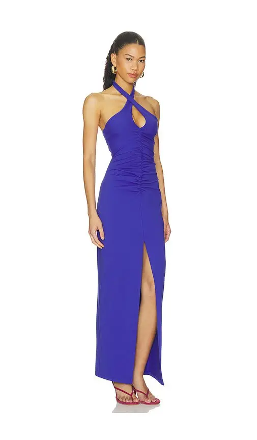 Susana Monaco Cross Front Gathered Front Dress In Blue