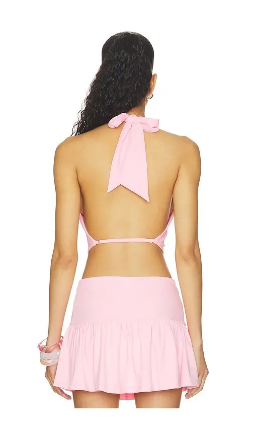 MORE TO COME Lilani Halter Top With Floral Detail - Pink