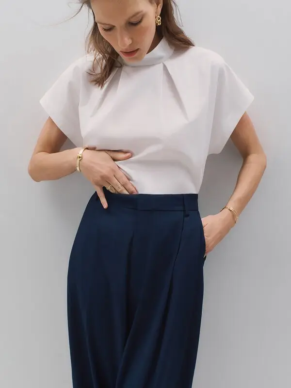 GWYN Goetz Pleat-neck Top | | Size