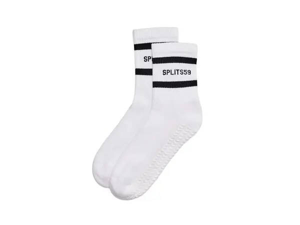 Splits59 Logo Stripe Ankle Socks With Grip - White/black
