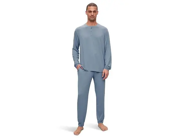 Eberjey Henry The Long Pj Set Pajama Sets Eucalyptus - Blue