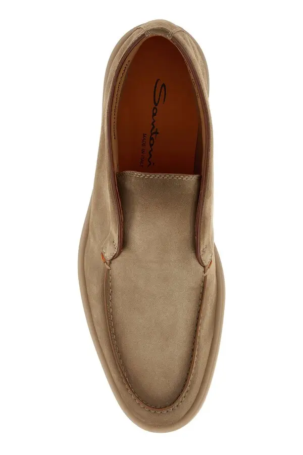 Santoni Beige Suede Digits Loafers