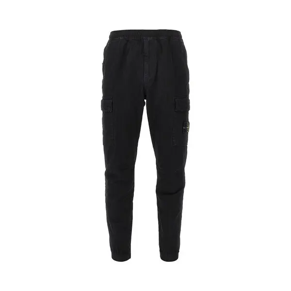 Stone Island Cotton Cargo Pants With Logo Badge - Black