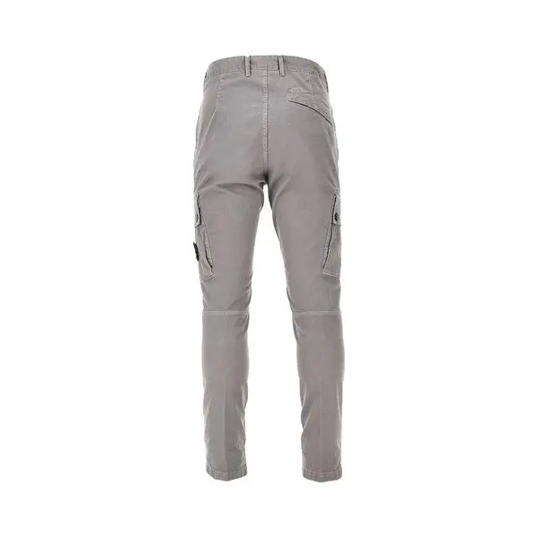 Stone Island Organic Cotton Cargo Pants With Logo Badge - Grey