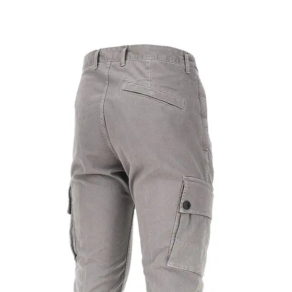 Stone Island Organic Cotton Cargo Pants With Logo Badge - Grey