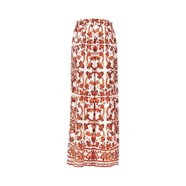Dolce & Gabbana Silk Pants With Maiolica Print