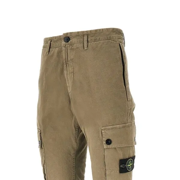 Stone Island Organic Cotton Cargo Pants With Logo Badge