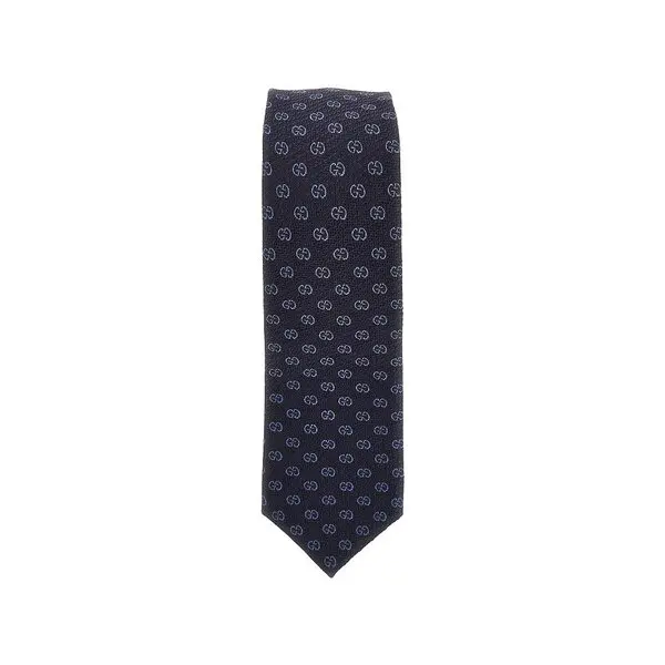 Gucci Gg Jacquard Silk Necktie - Blue