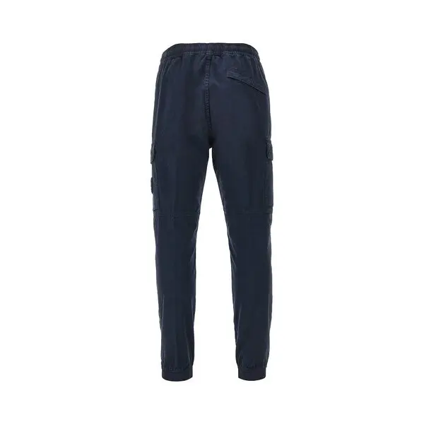 Stone Island Cotton Cargo Pants With Logo Badge - Blue
