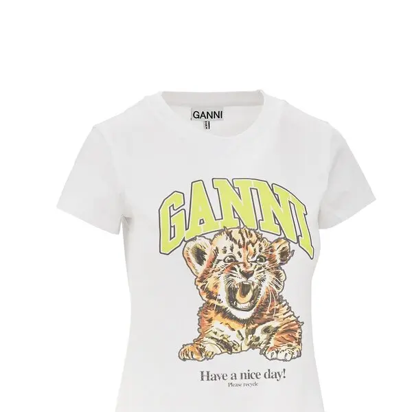 GANNI Jersey T-shirt With 'tiger' Print