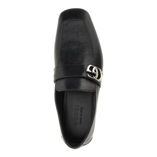 Gucci Grained Leather Loafers With Double G Detail