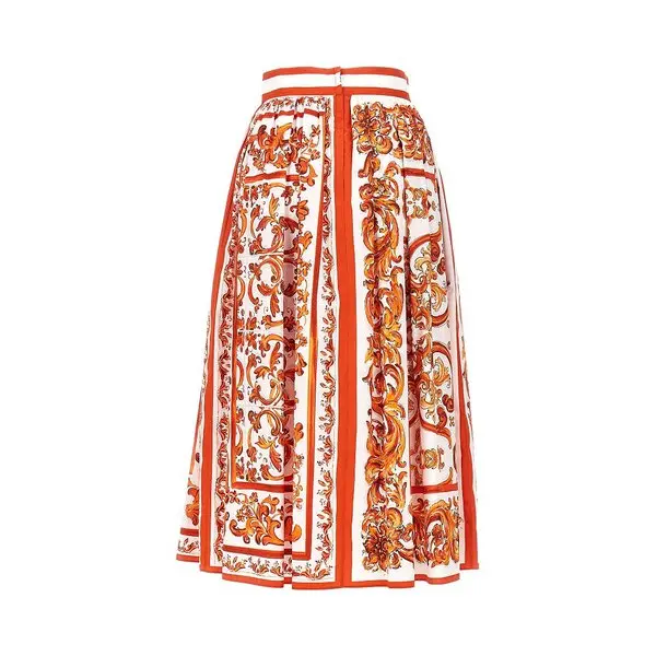 Dolce & Gabbana Majolica Print Pleated Midi Skirt