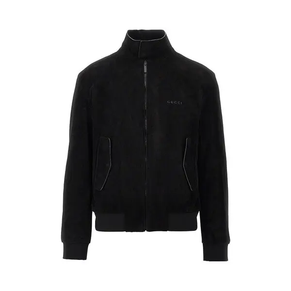 Gucci Suede Leather Bomber Jacket - Black