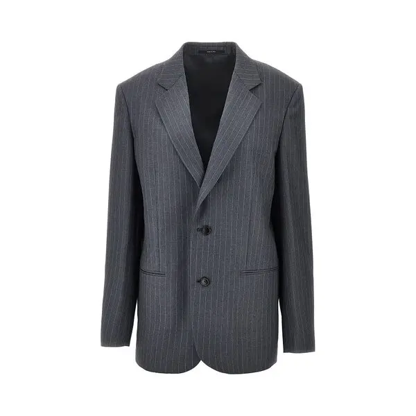 Gucci Pinstriped Wool Oversized Blazer - Grey